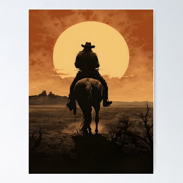"Cowboy Sunset Poster" Poster for Sale by LynZorHome | Redbubble