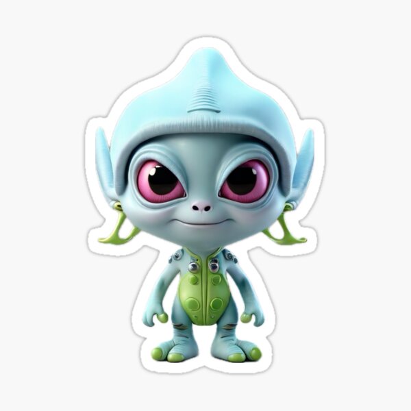 "Light Blue Alien - 3D Character" Sticker for Sale by pinksunsets ...