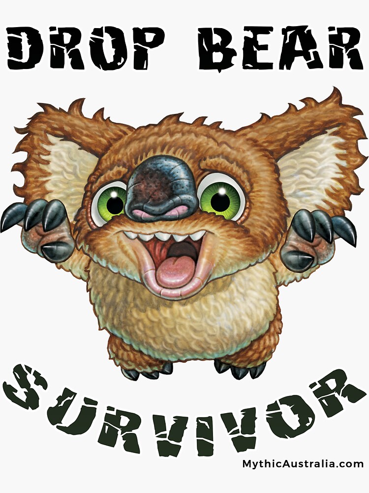 "Drop Bear Survivor" Sticker for Sale by Mythic Australia | Redbubble