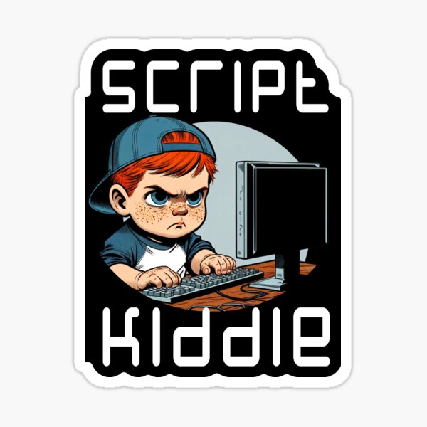 "Script Kiddie - Funny t-shirt for cybersecurity specialists." Sticker ...