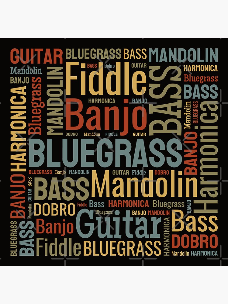 "Bluegrass Word Collage" Sticker for Sale by PropellerCap | Redbubble