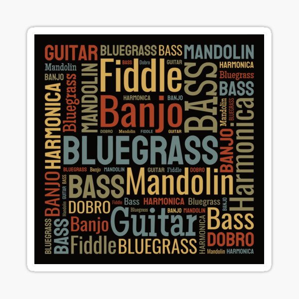 "Bluegrass Word Collage" Sticker for Sale by PropellerCap | Redbubble
