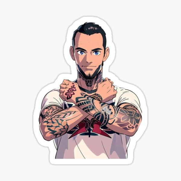 "CM Punk Anime Art" Sticker for Sale by DavidMarcus | Redbubble