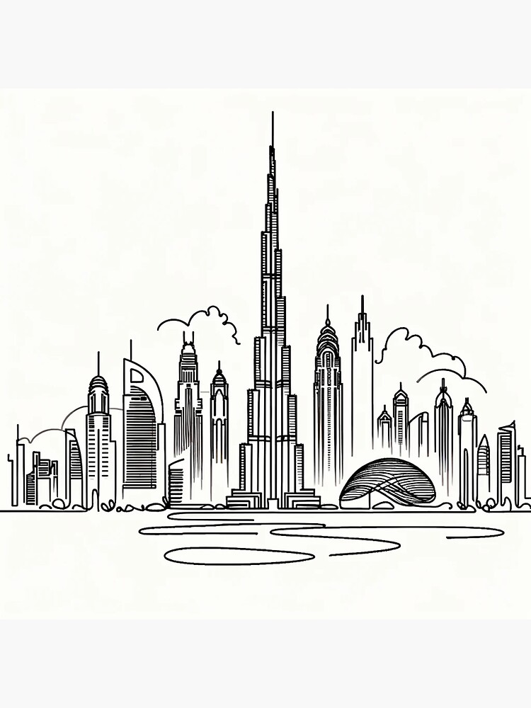 "Dubai skyline, Single Line Drawing" Sticker for Sale by ArtfulMiller ...