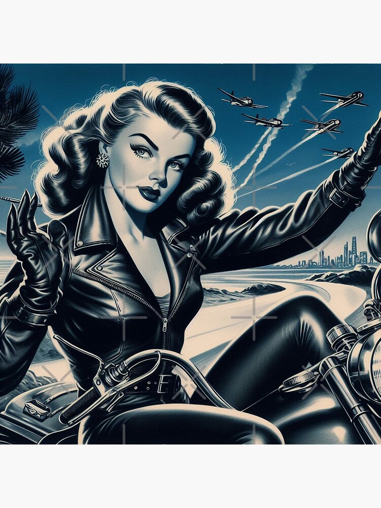 "Vintage Motorcycle Pin Up" Poster for Sale by PulpVintage | Redbubble