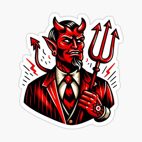"Handsome Dapper Red Devil Flash Tattoo Art Design" Sticker for Sale by ...