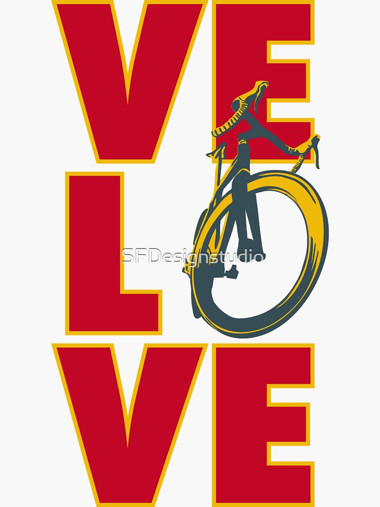 retro velo love cycling poster art Sticker