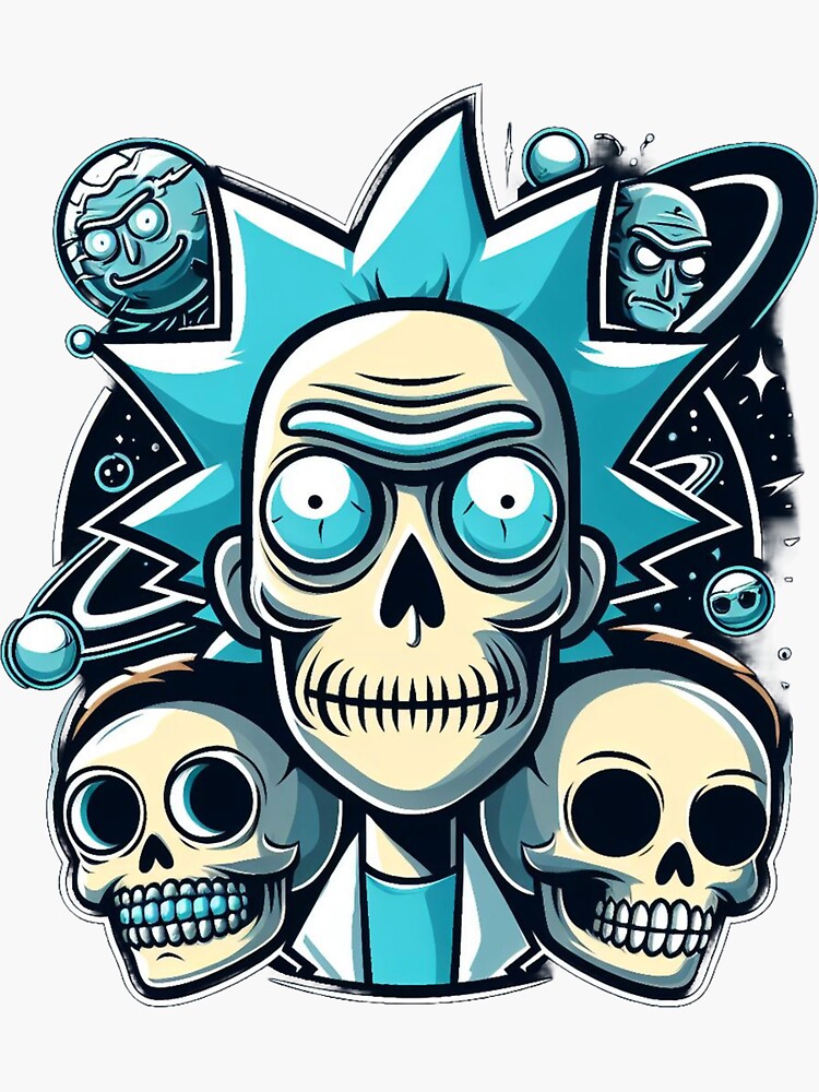 "Rick an Morty, Skull head" Sticker for Sale by mayonairhehe | Redbubble