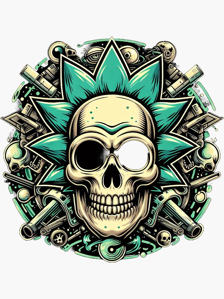 "Rick an Morty, Skull head" Sticker for Sale by mayonairhehe | Redbubble