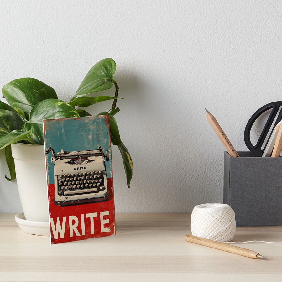 "vintage typewriter with the word "WRITE" prominently displayed ...