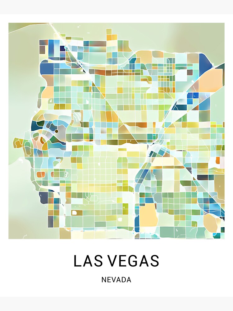 "Las Vegas Nevada Named City Map - Pastel Color Scheme" Sticker for ...