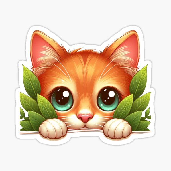 "Peeking Orange Cat - Peeker" Sticker for Sale by LoveandNature | Redbubble
