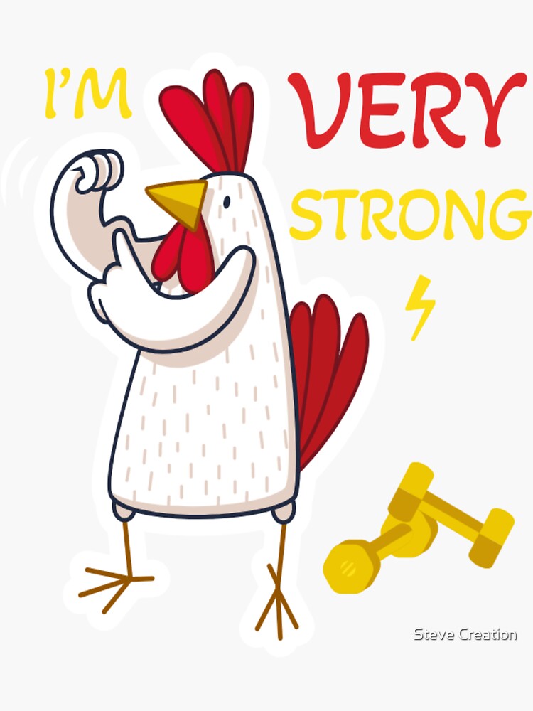 "Rooster with muscles " Sticker by Steve Creation | Redbubble