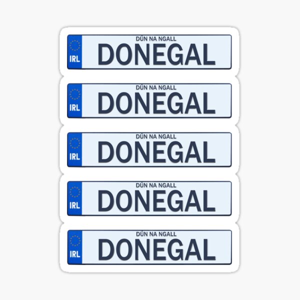 "5 Pack Donegal Ireland Irish Reg Plates" Sticker for Sale by FemWear ...