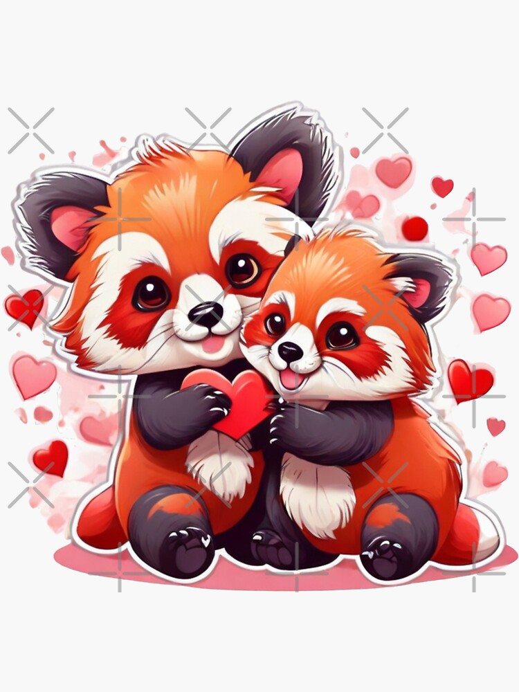 "Red Pandas Valentine, Red Pandas Hearts" Sticker for Sale by Krieghorn ...