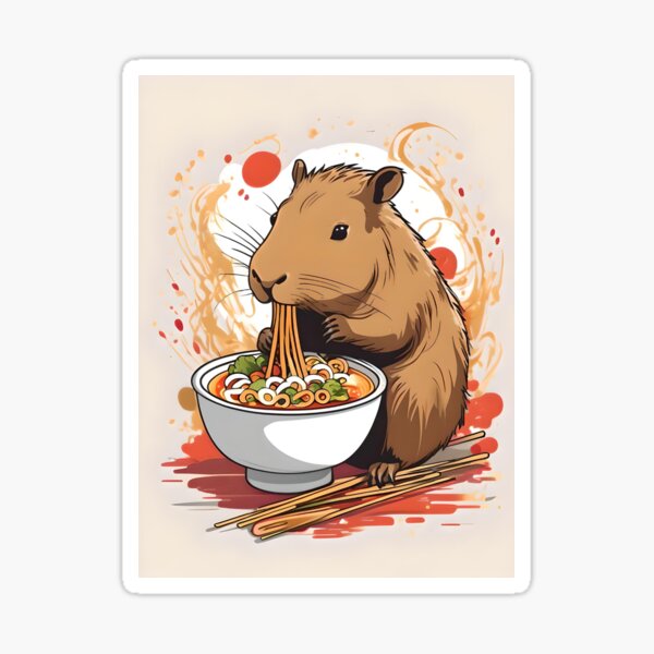 "Cute capybara eating ramen noodles " Sticker for Sale by Studio12866 ...