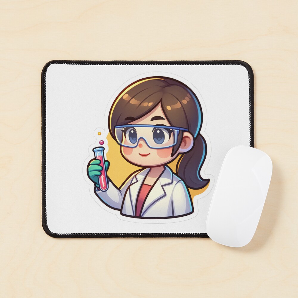 "Cute Female Cartoon Chemist" Sticker for Sale by sciencenotes | Redbubble