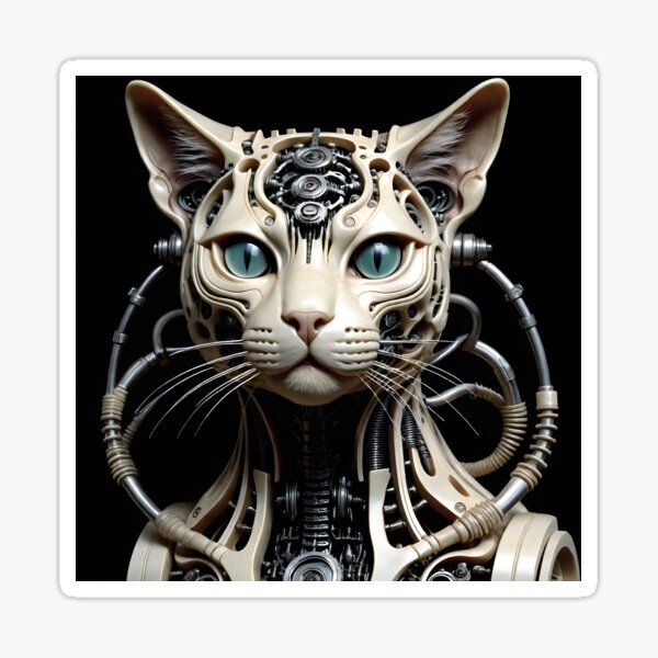 "Biomechanical Cat" Sticker for Sale by MycDrop1861 | Redbubble