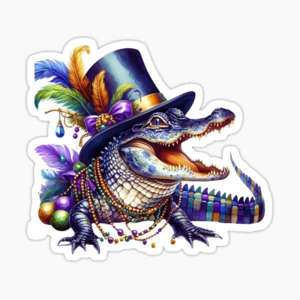"Mardi Gras Alligator" Sticker for Sale by TheAnimalZ00 | Redbubble