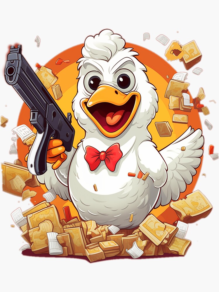 Pegatina for Sale con la obra «"Cheeky Chicken Money Shoot: diversión ...