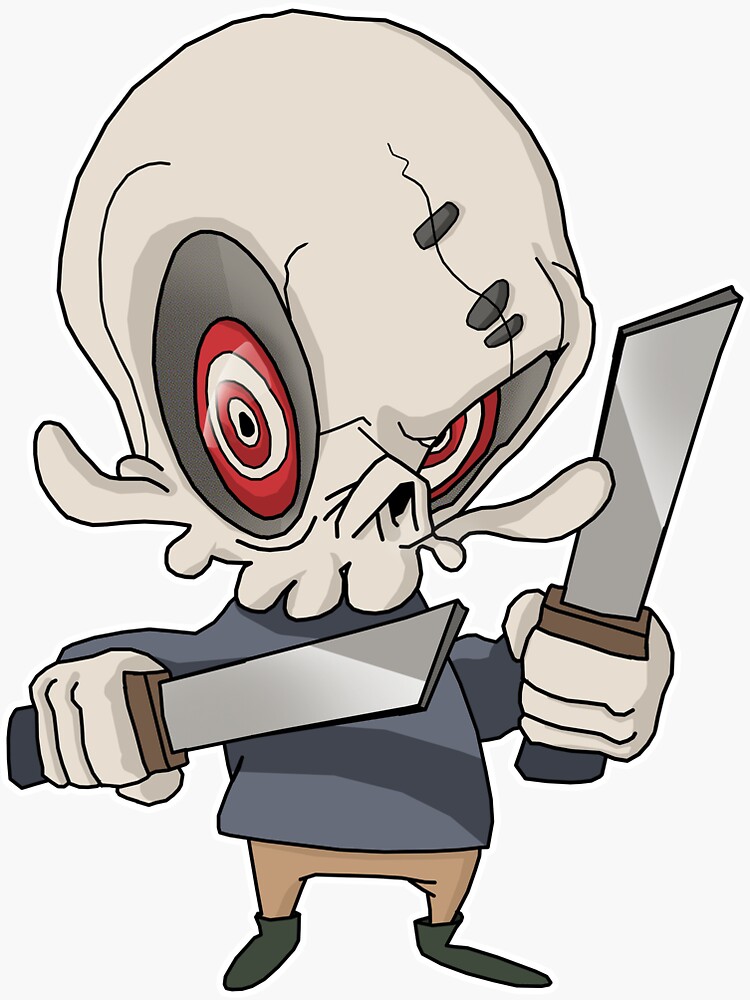 "Cute Mini Psycho Skull" Sticker by viCdesign | Redbubble