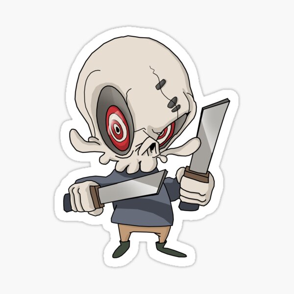 "Cute Mini Psycho Skull" Sticker by viCdesign | Redbubble