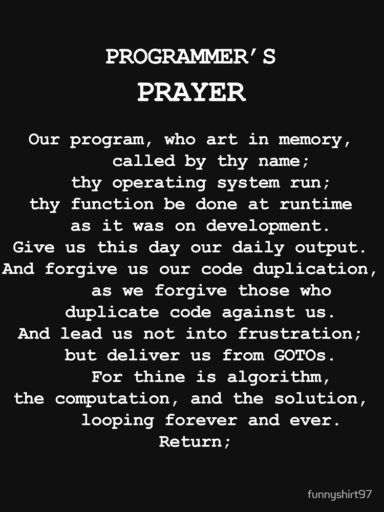 "Programmer's Pray Tee Shirt Funny Gift For Programmers" T-shirt for ...