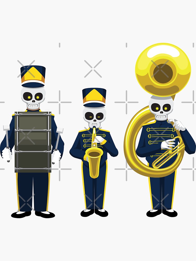 "Skeleton Marching Band Characters" Sticker for Sale by SUPERHERON ...