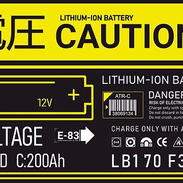 "Li-ion high voltage battery decal yellow gray " Sticker by Arez Xzan ...