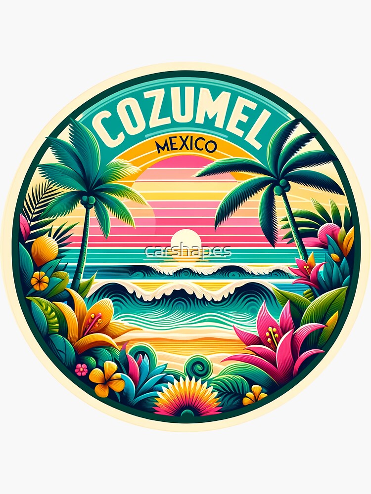 "Vibrant Cozumel Mexico Sticker - Scenic Beach & Ocean Graphics, Travel ...