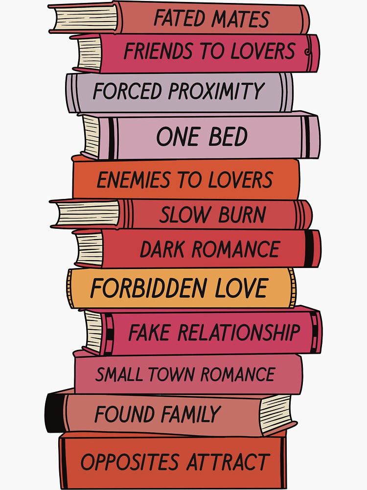 "Book Trope Stack" Sticker for Sale by SamGreig93 | Redbubble