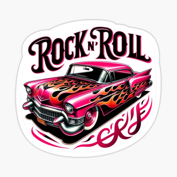 "Pink cadillac rock n' roll" Sticker for Sale by CogniCraft | Redbubble