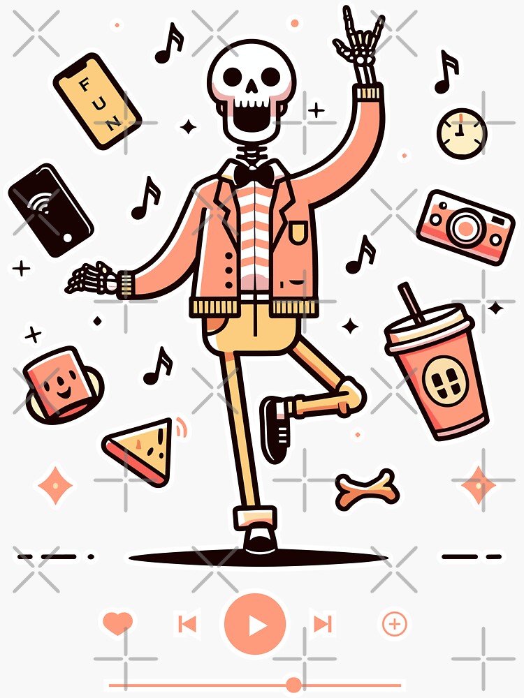 "preppy skeleton mood " Sticker for Sale by CC-Samo | Redbubble