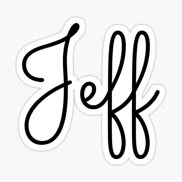 "Writing Jeff Name Label (Black)" Sticker for Sale by NormadWorld ...