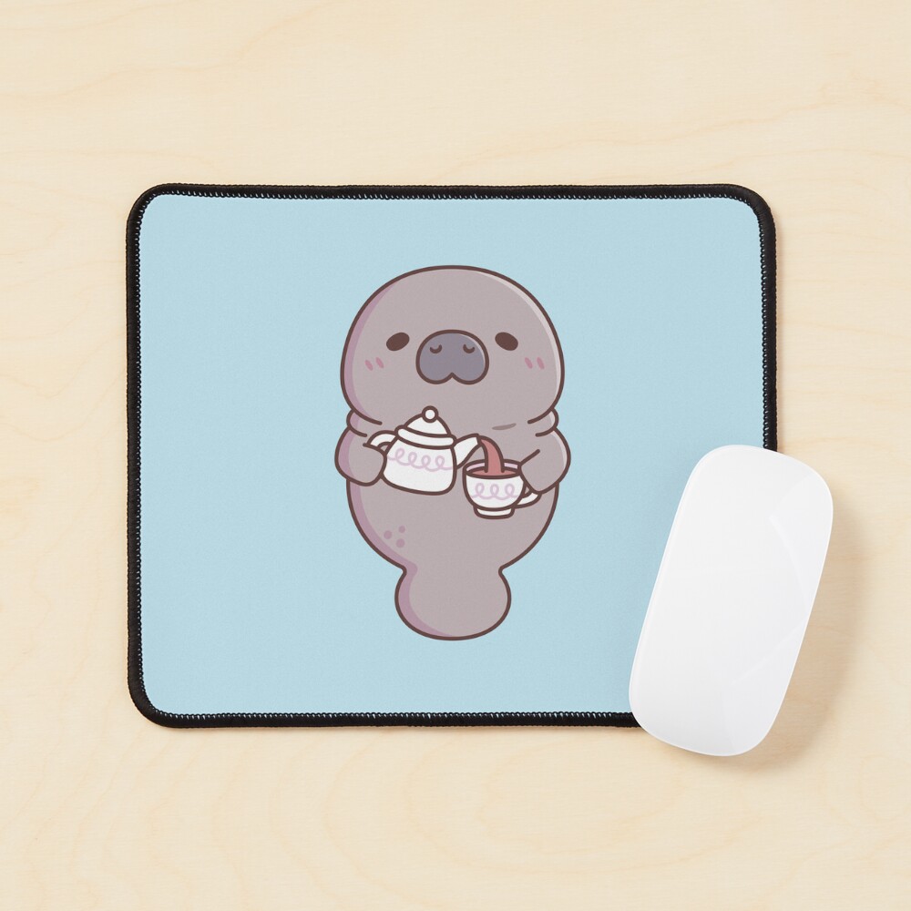 "Cute Manatee Pouring Tea Into Teacup" Sticker for Sale by rustydoodle ...