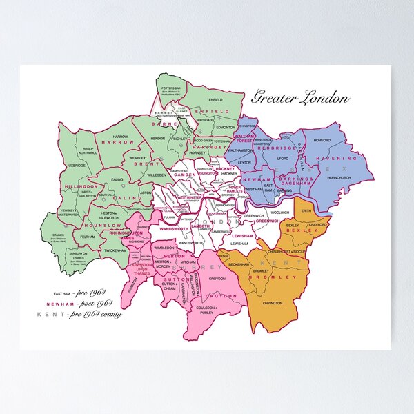 "Greater London Boundaries 1964" Poster for Sale by mwstewart | Redbubble