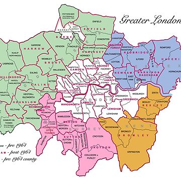 "Greater London Boundaries 1964" Poster for Sale by mwstewart | Redbubble