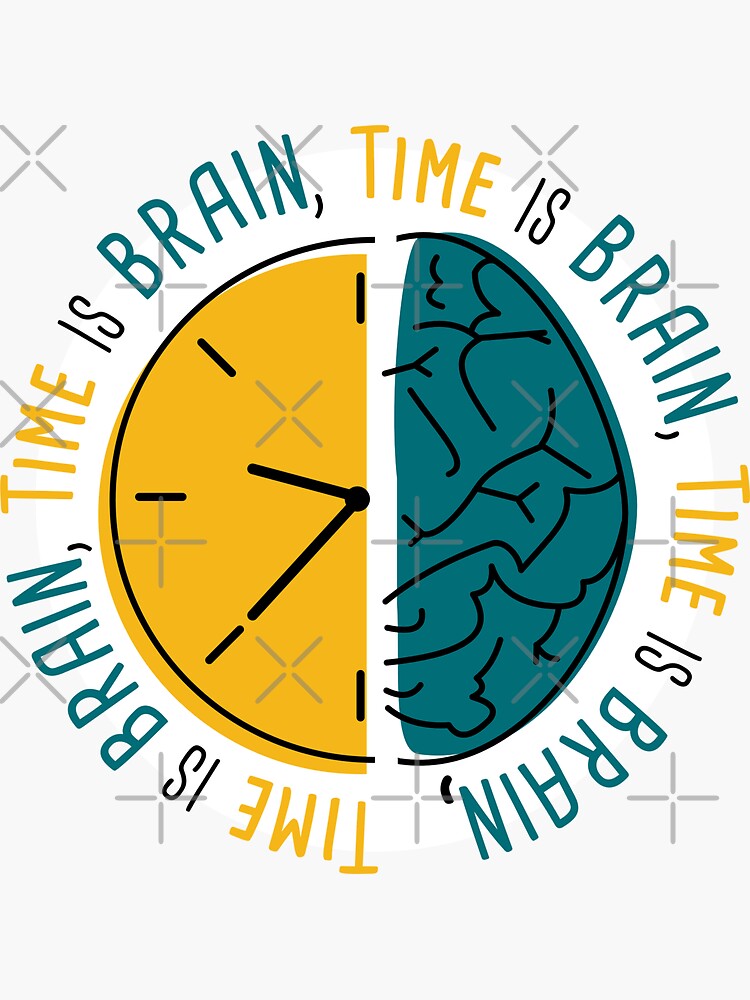 "Time is Brain - design with clock and brain" Sticker for Sale by StegoStego | Redbubble