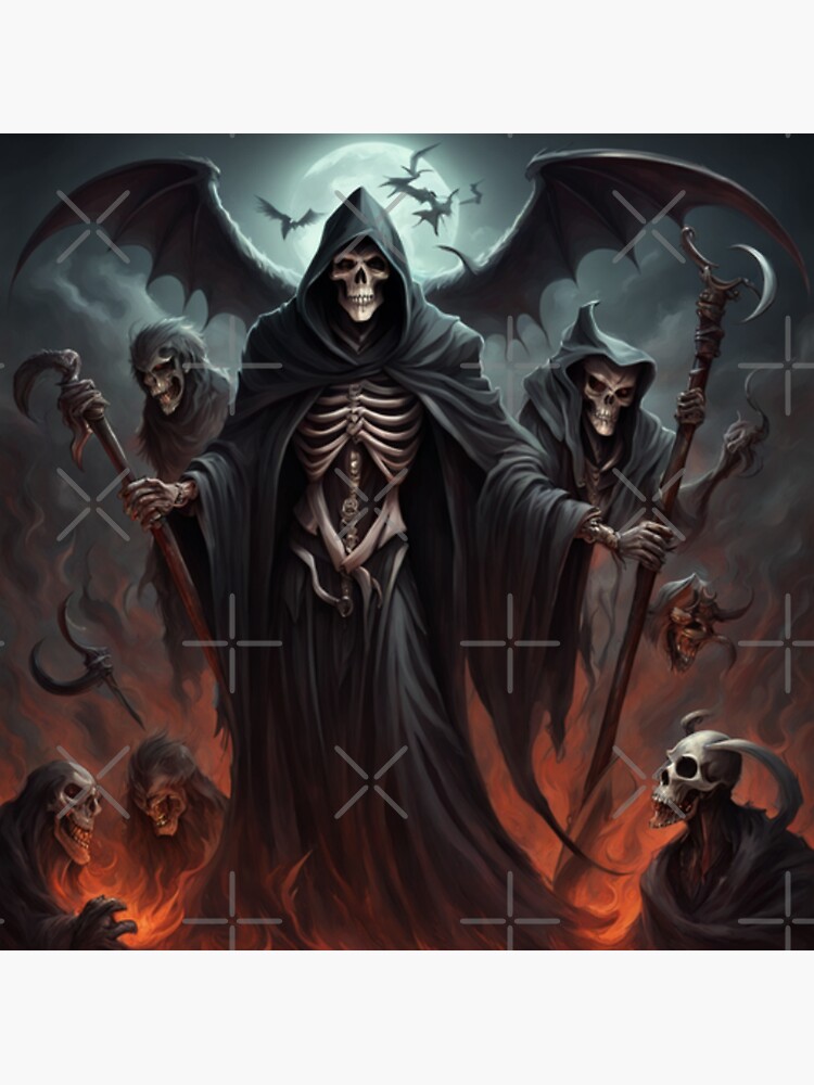 "Grim Reaper With Demons" Sticker for Sale by TheDarkWardrobe | Redbubble