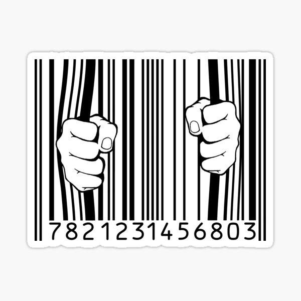 "Barcode, trapped, captured by consumerism " Sticker for Sale by ...