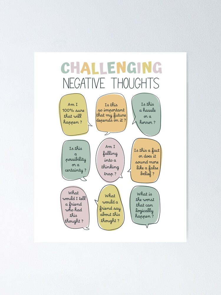 "Challenging Negative thoughts Design" Poster by ikibea1 | Redbubble