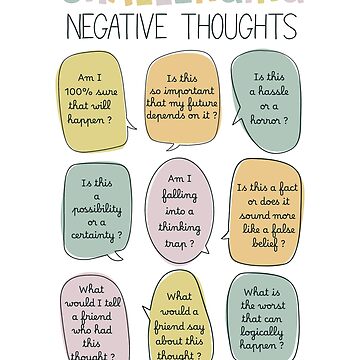 "Challenging Negative thoughts Design" Poster by ikibea1 | Redbubble