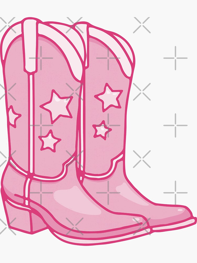 "Pink Cowboy Boots - pink outline" Sticker for Sale by maura41 | Redbubble