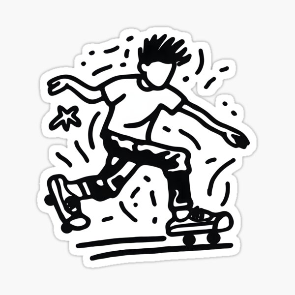 "Cool skateboard guy" Sticker for Sale by xiao xuans | Redbubble
