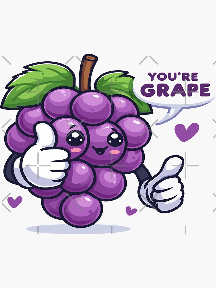 "Happy You're Grape Kawaii " Sticker for Sale by SparcusWhiz | Redbubble