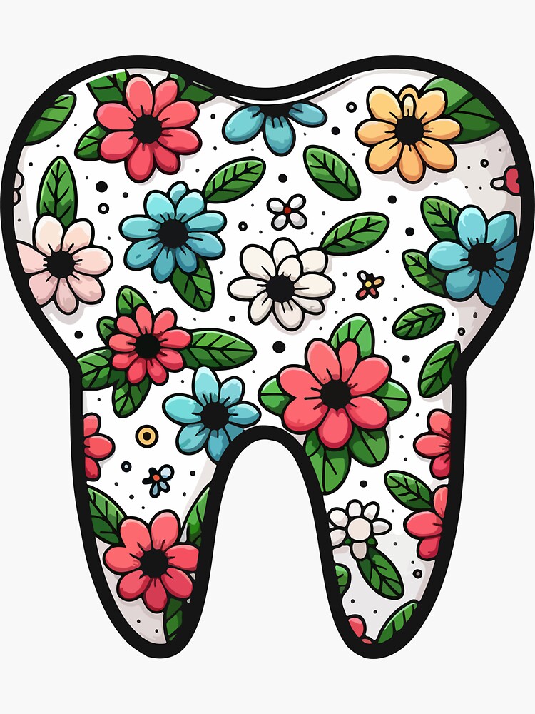 "Tooth With Flowers" Sticker for Sale by ShopiDentistry | Redbubble