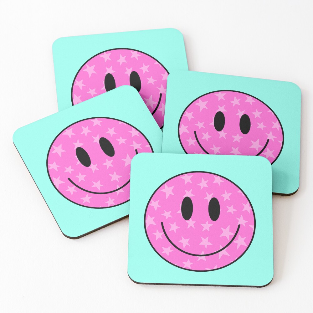 "Pink Star Smiley Face" Sticker for Sale by mrheavner | Redbubble