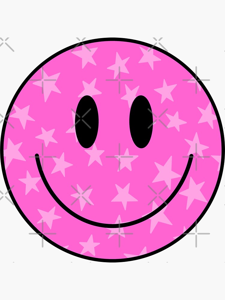 "Pink Star Smiley Face" Sticker for Sale by mrheavner | Redbubble