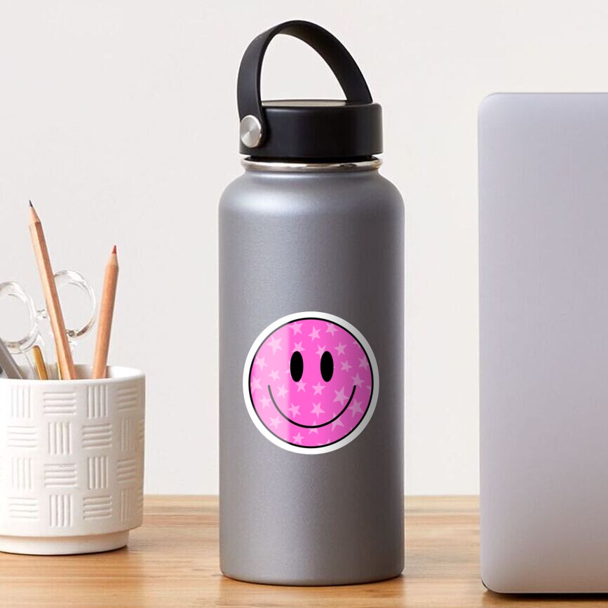 "Pink Star Smiley Face" Sticker for Sale by mrheavner | Redbubble