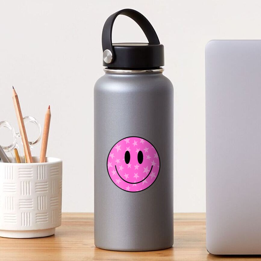 "Pink Star Smiley Face" Sticker for Sale by mrheavner | Redbubble
